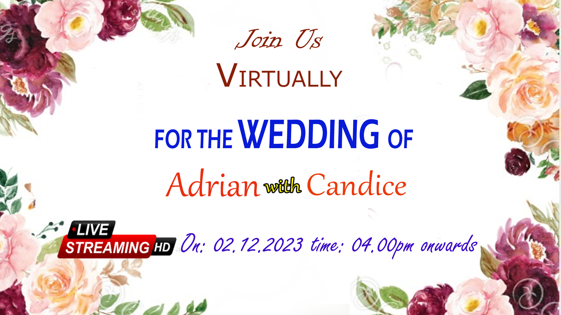 Wedding of Adrian with Candice On 02.12.2023 – CC Live
